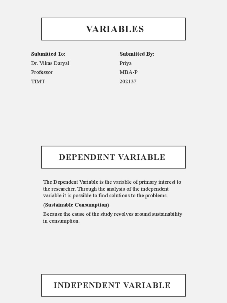 Classification of Variables (BRM) | PDF