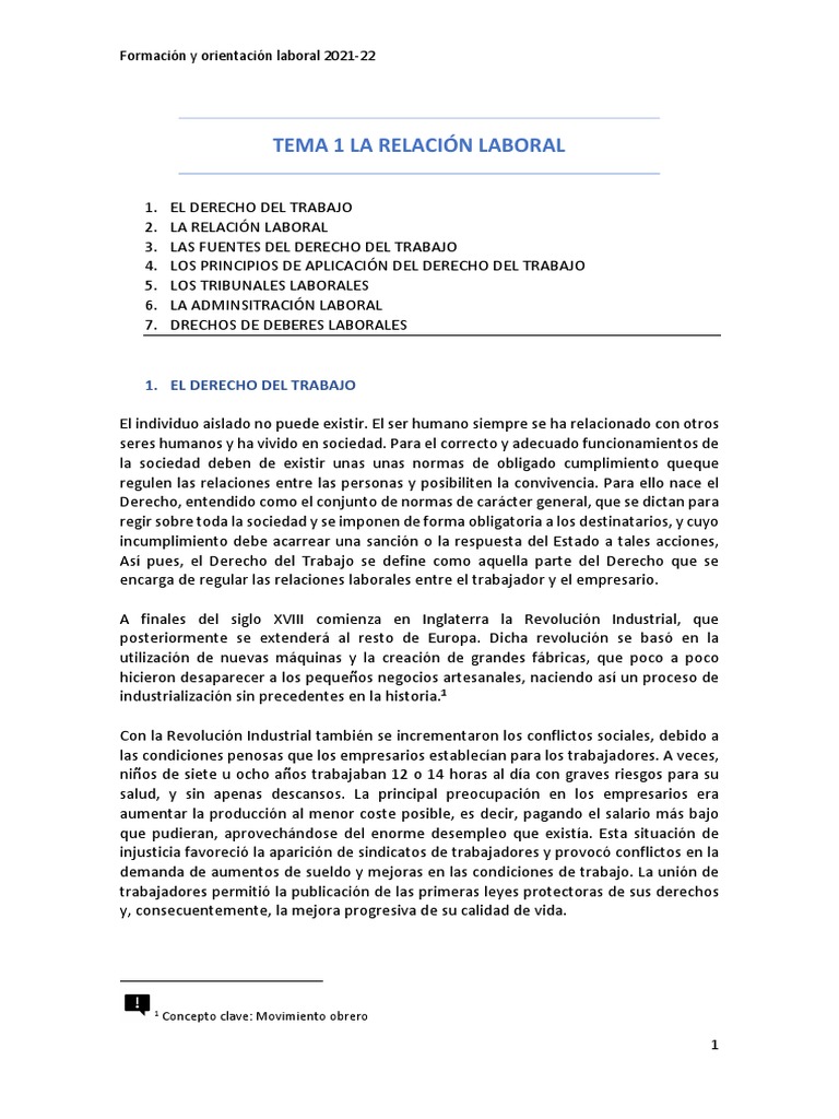 Tema 1 Fol | PDF | Derecho laboral | Organización Internacional del Trabajo