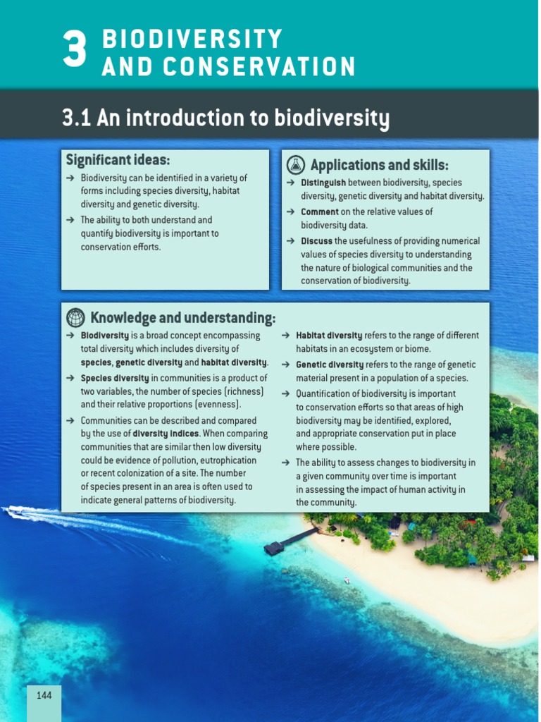 Biodiversit Y and Conservation: 3.1 An Introduction To Biodiversity ...
