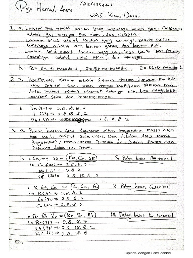 UAS Kimia Dasar - Raja Harraul Azmi - THP B | PDF