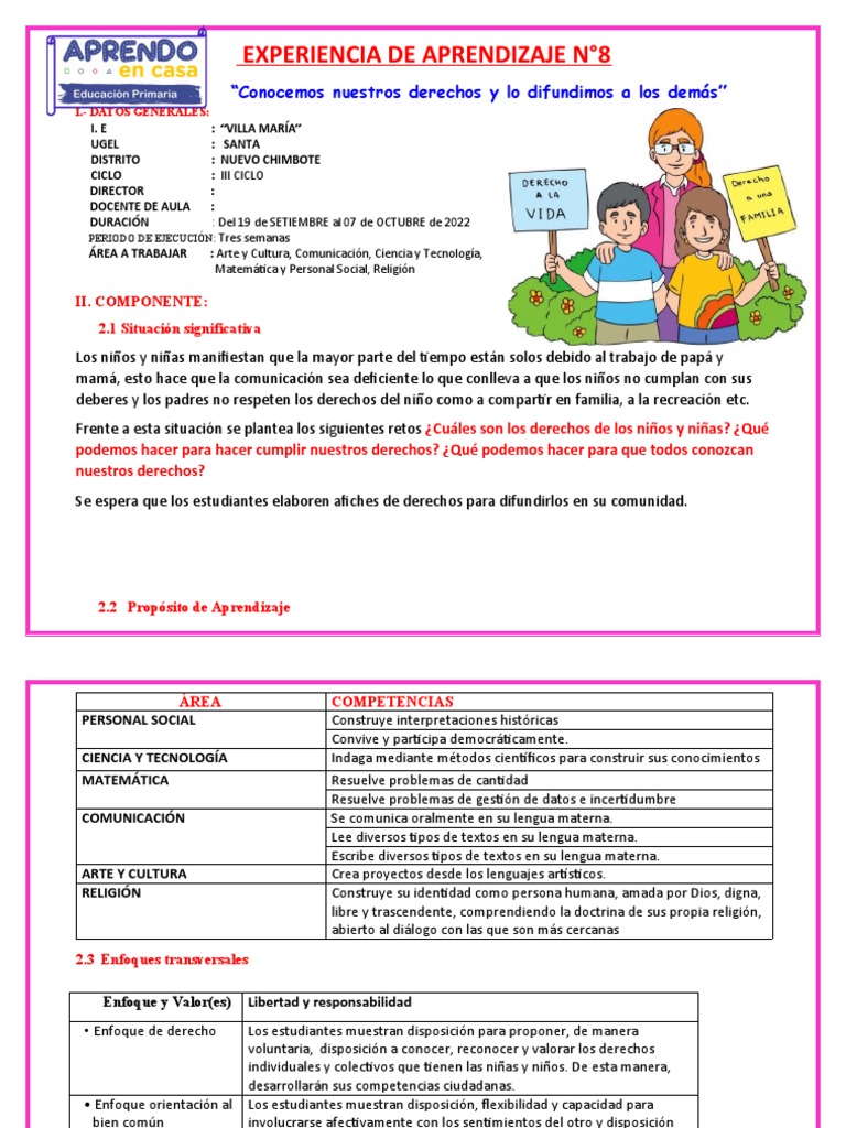Experiencia de Aprendizaje N 08 - Iii Cicio | PDF | Evaluación | Información