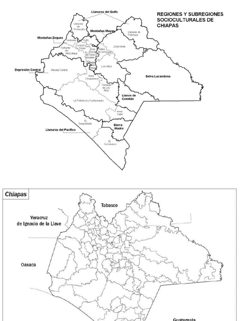 Mapa de Chiapas Sin Nombre y Regiones | PDF