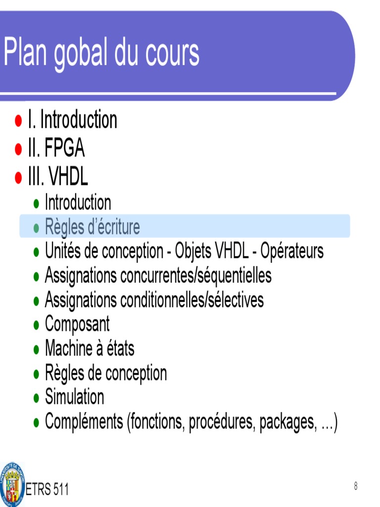 Cours VHDL FPGA | PDF | VHDL | Conception