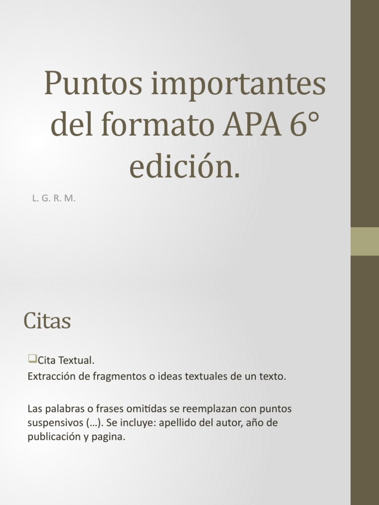 Formato APA 6ta edición: Citas y referencias bibliográficas | PDF ...