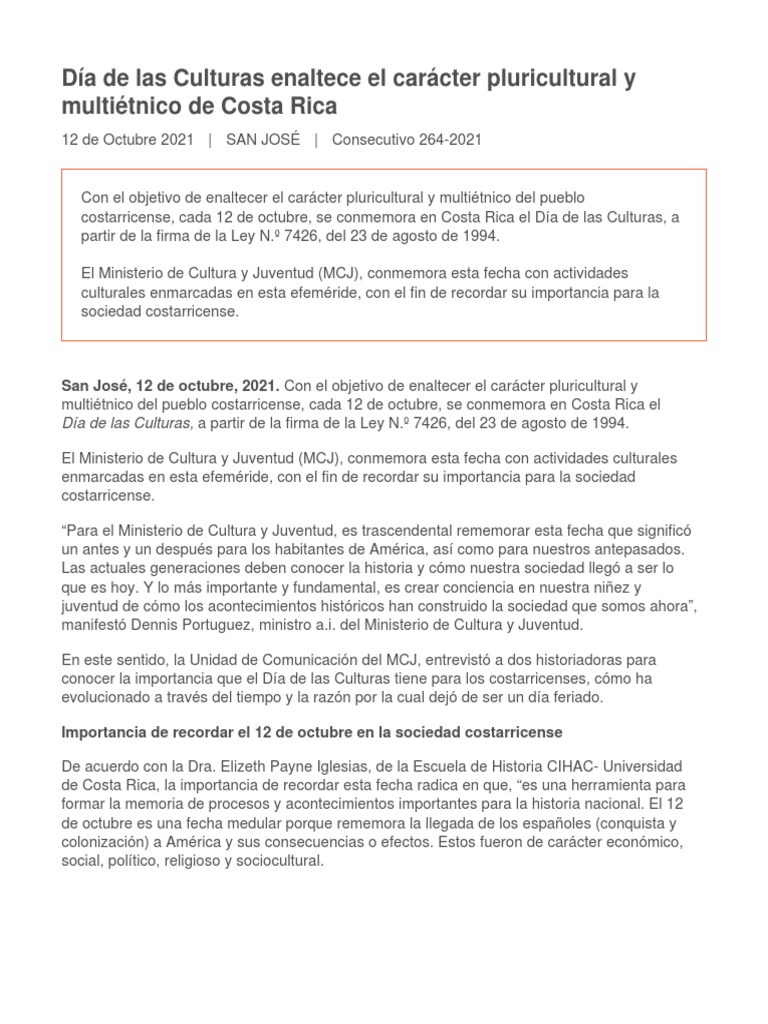 Dia de Las Culturas Enaltece El Caracter Pluricultural y Multietnico de ...