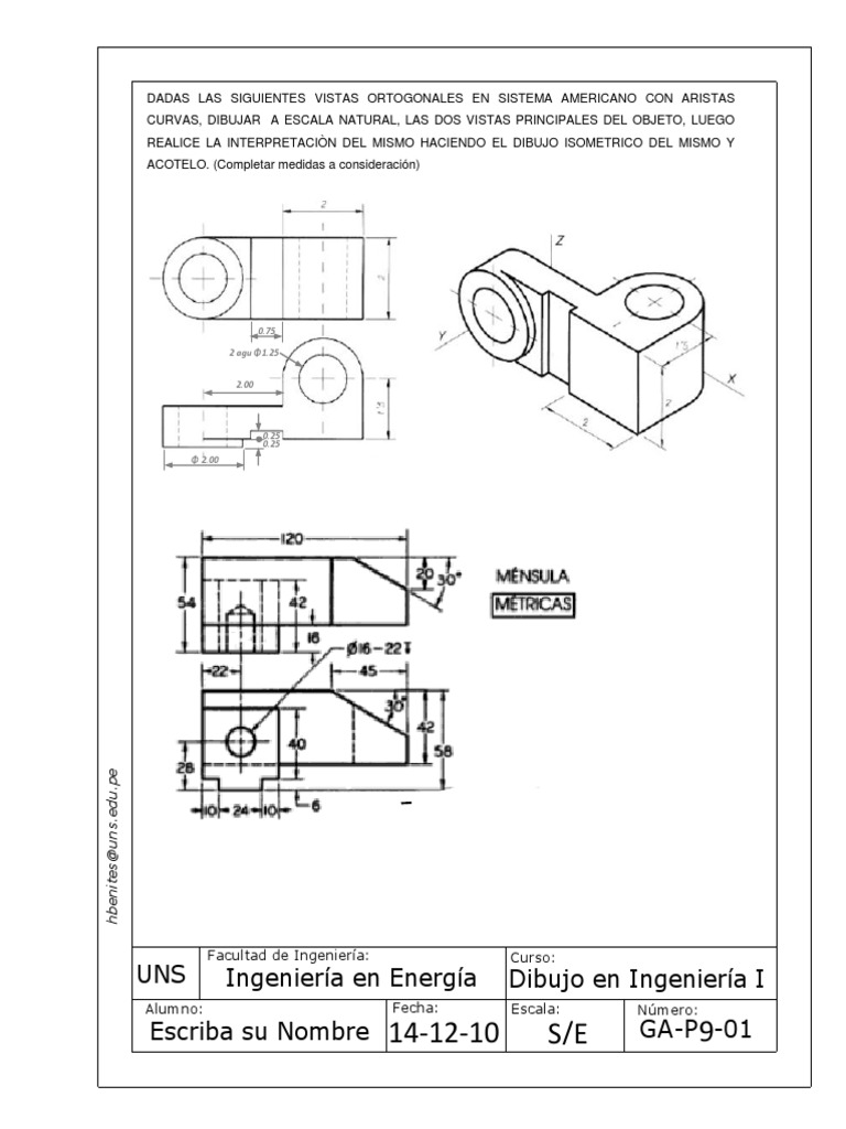 Dibujo Isométrico de Vistas Ortogonales | PDF