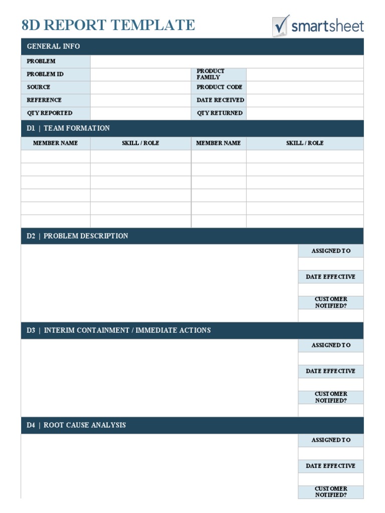 IC Six Sigma 8D Report Template | PDF