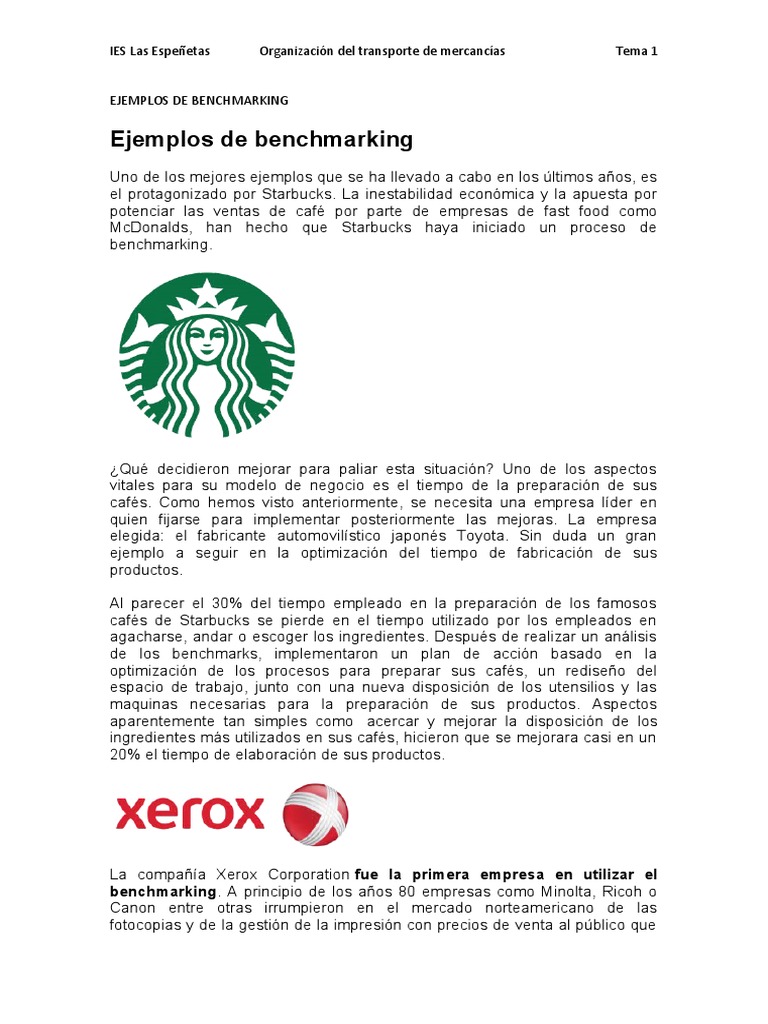 Ejemplos de Benchmarking | PDF