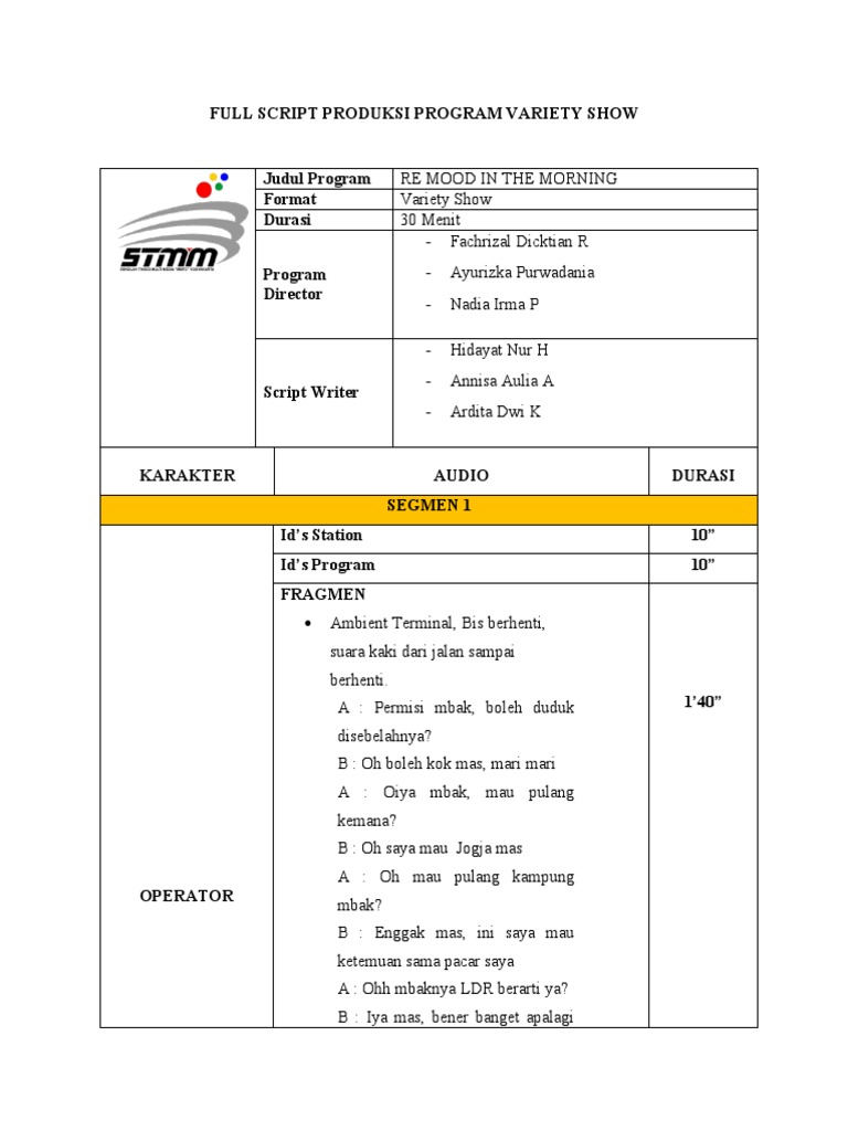 Full Script Radio Program Variety Show | PDF | Seni & Disiplin Bahasa | Seni