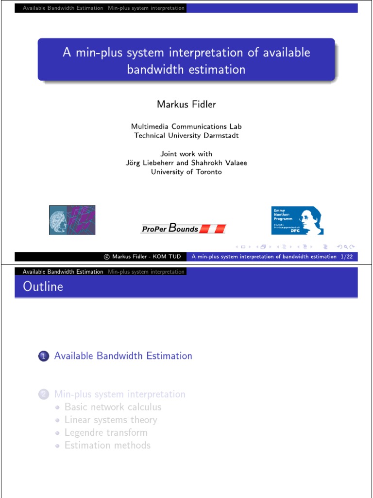 Outline: Available Bandwidth Estimation | PDF | Bandwidth (Computing) | Nonlinear System