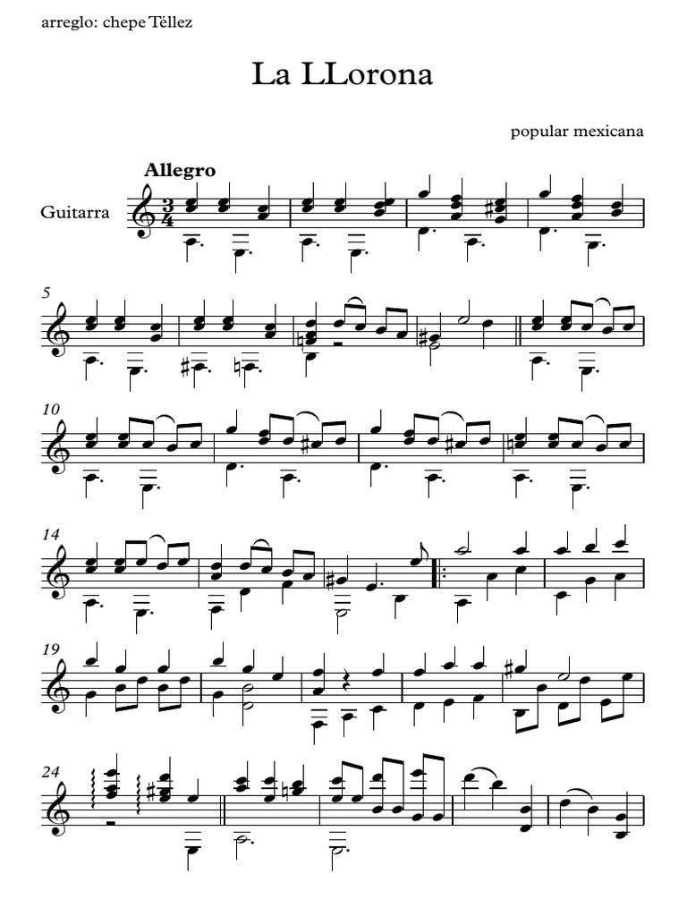 La LLorona - Guitarra | PDF