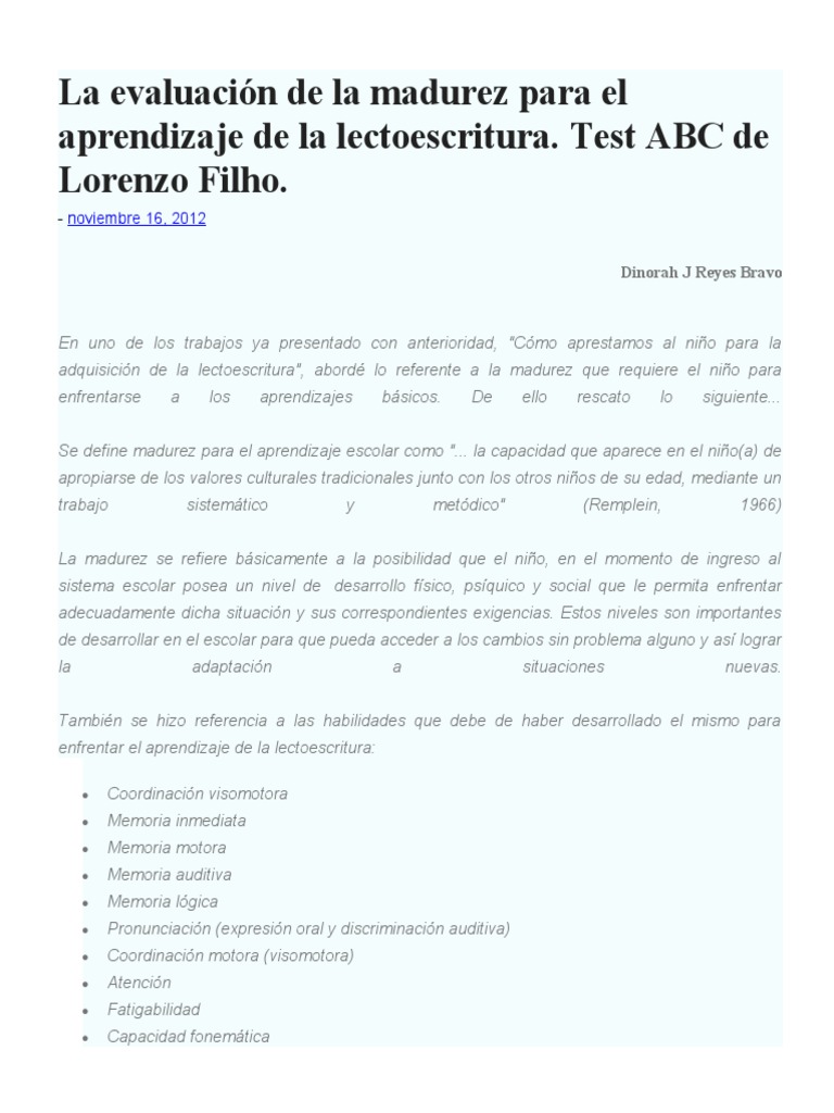 Test Abc | PDF | Aprendizaje | Evaluación