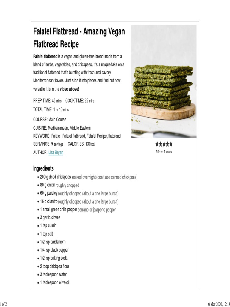 Falafel Flatbread - Amazing Flatbread Recipe | PDF | Chickpea | Food ...