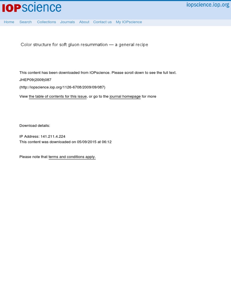 Color Structure For Soft Gluon Resummation - A General Recipe | PDF ...