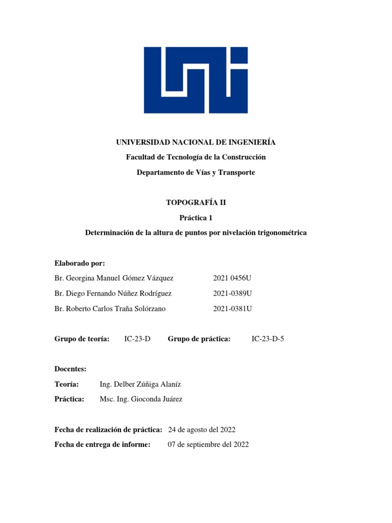 Informe I Topo II | PDF | Geografía | Ingeniero civil