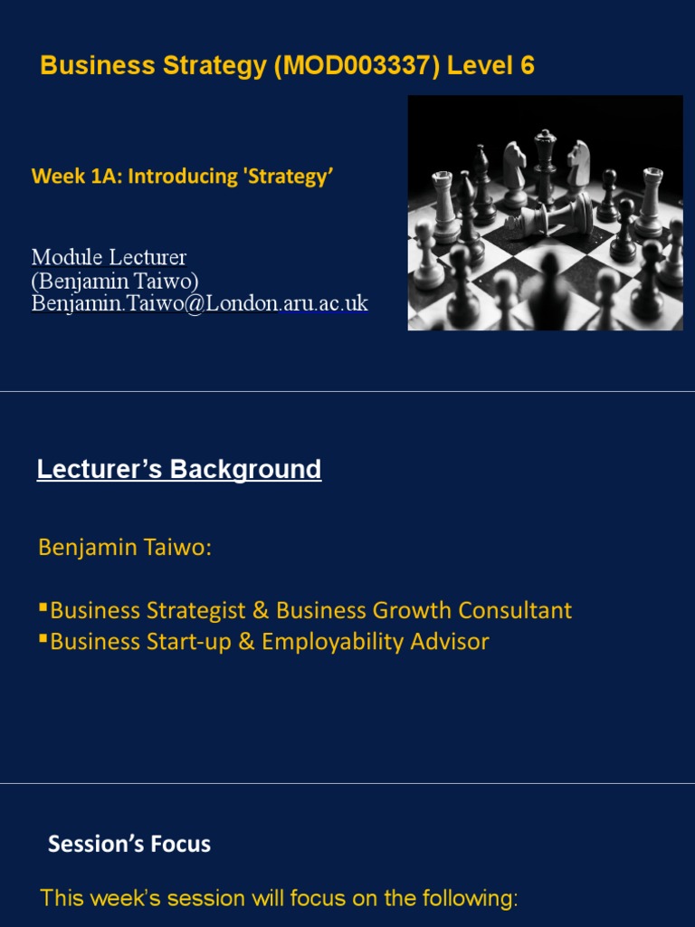Week 1a Business Strategy - Introduction To Strategy | Download Free ...