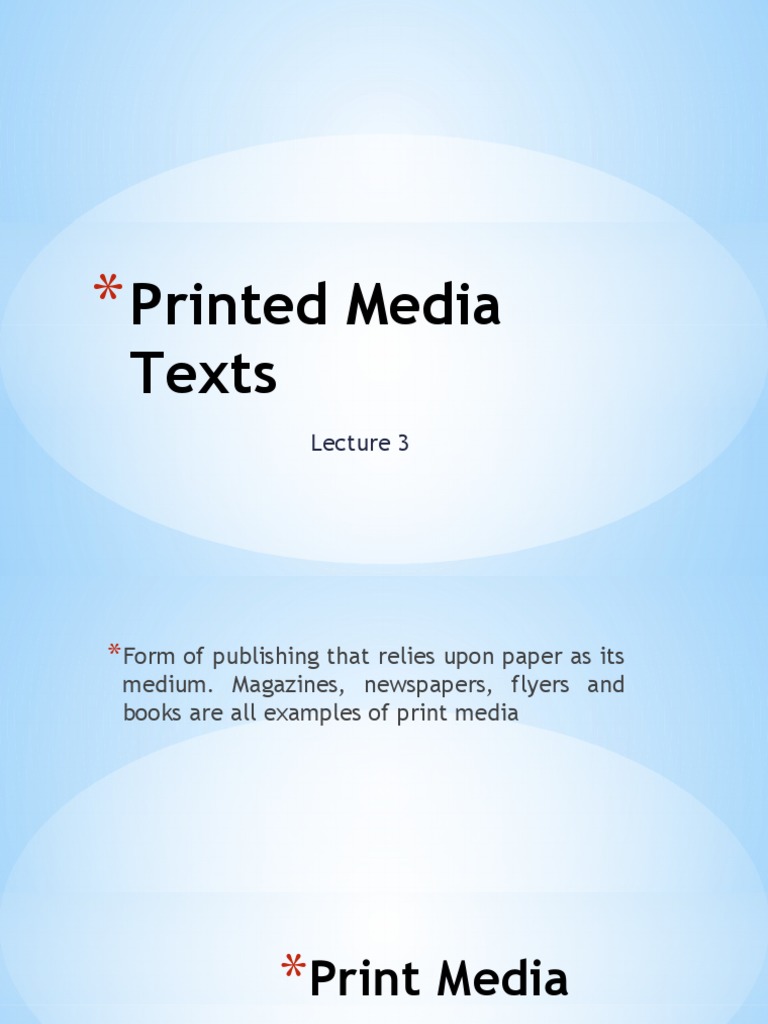 Printed Media Texts | PDF | Mass Media | Newspapers