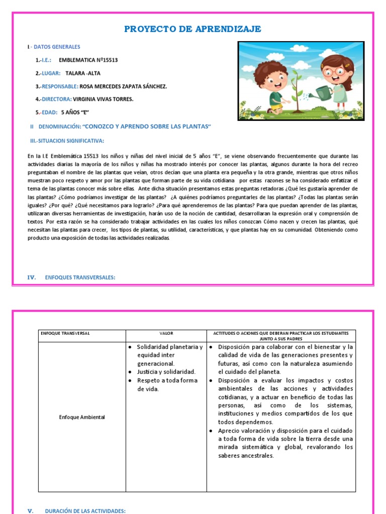 Proyecto de Aprendizaje - Conozco y Aprendo Sobre Las Plantas-Del 12 Al 30 de Setiembre 2022 ...