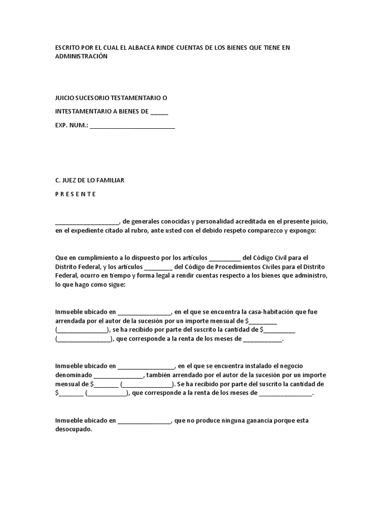 Escrito de Albacea | PDF