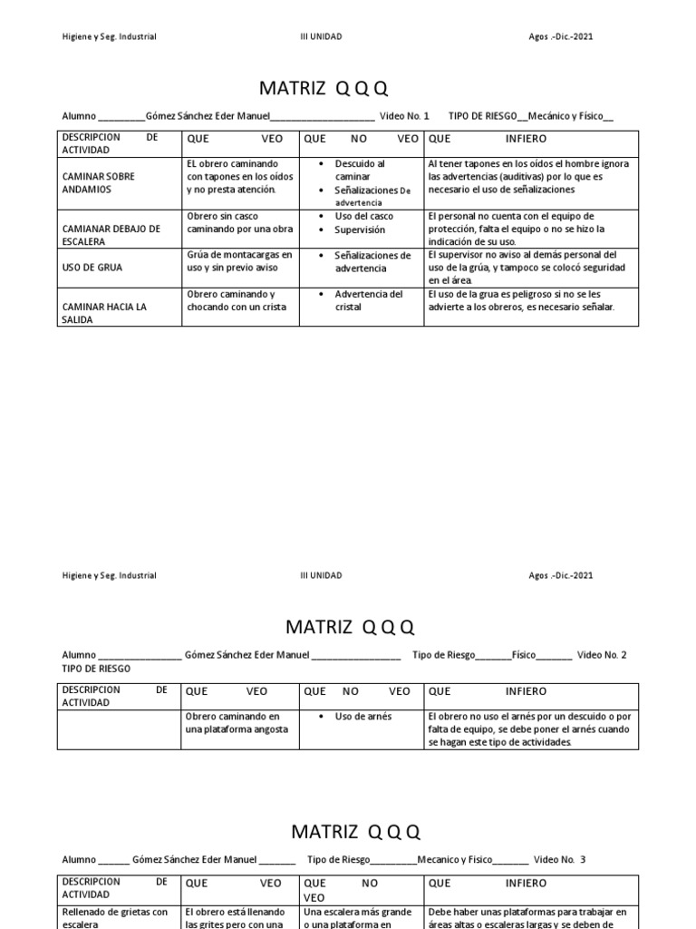 MATRIZ Q Q Q Gomez Sanchez Eder Manuel | PDF