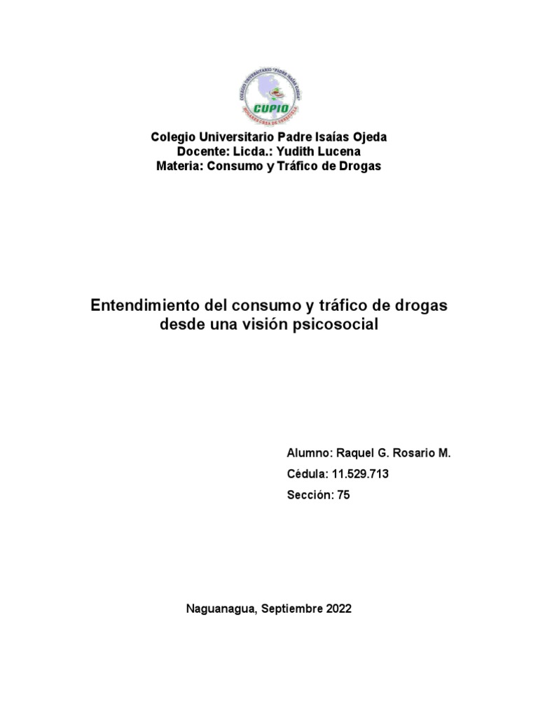 Entendimiento Del Consumo y Tráfico de Drogas Desde Una Visión Psicosocial | PDF | Drogas ...