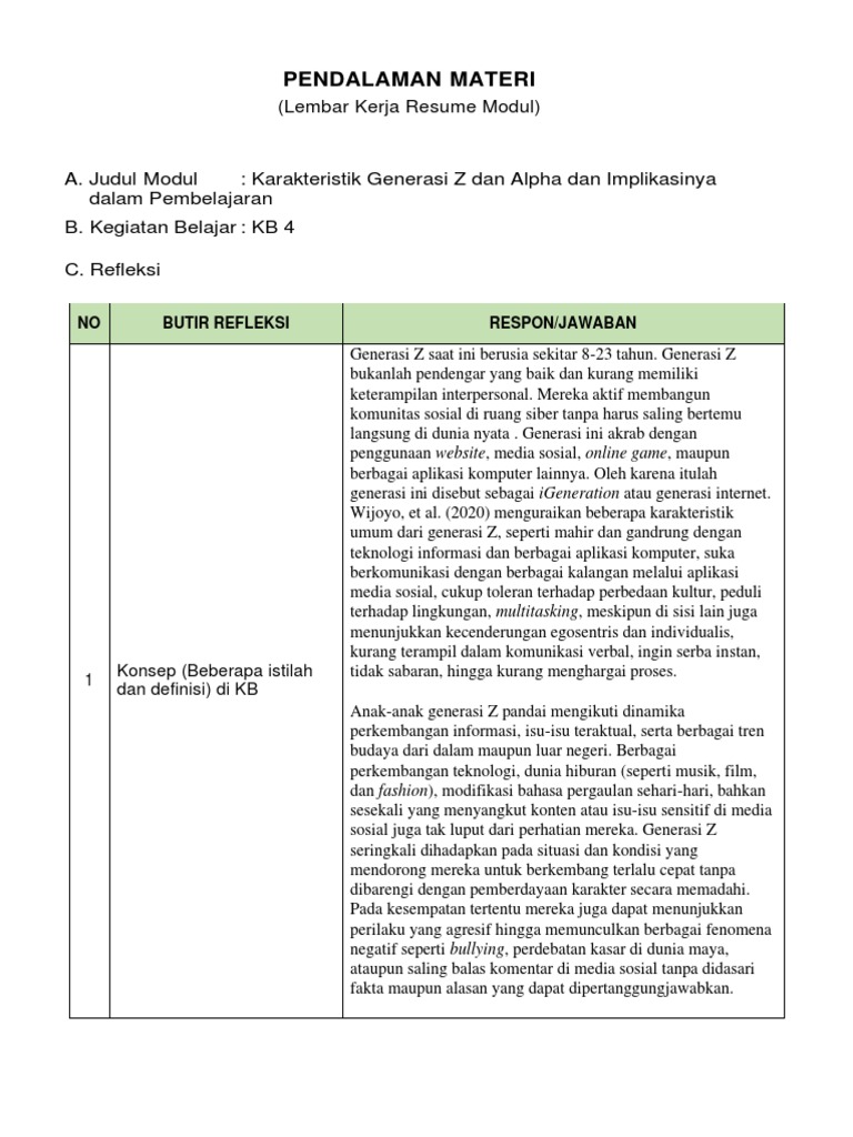 KB 4 LK - Resume Pendalaman Materi PPG 2022 | PDF