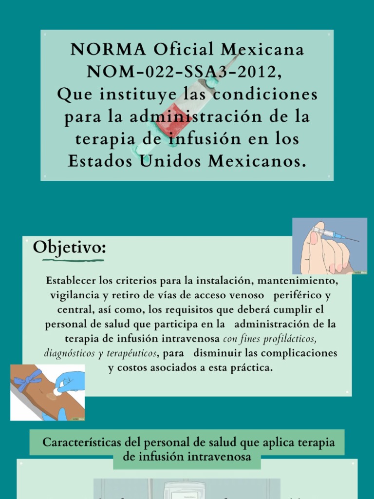 NOM 022 Terapia de Infusión | PDF