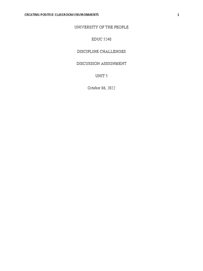 Unit 5 Discussion Assignment | PDF | Bullying | Psychology