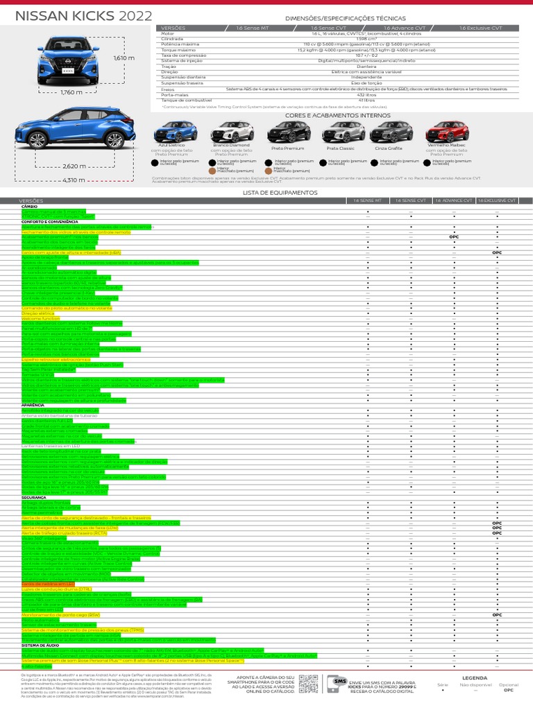 Ficha Técnica Do Nissan Kicks 2022 | PDF | Aplicativo para celular | Airbag