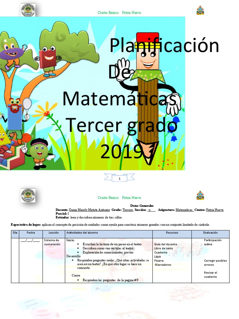 Planes de Matematicas Tercer Grado 2019 | PDF | Sustracción | Triángulo