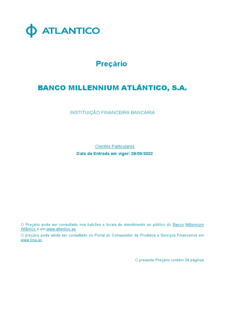 Banco BMA Preçario | Download grátis PDF | Conta de transação | Juros