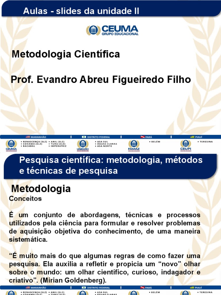 Slides Unidade 2 Metodologia CIentífica Publicidade e Propaganda | PDF | Método científico | Science