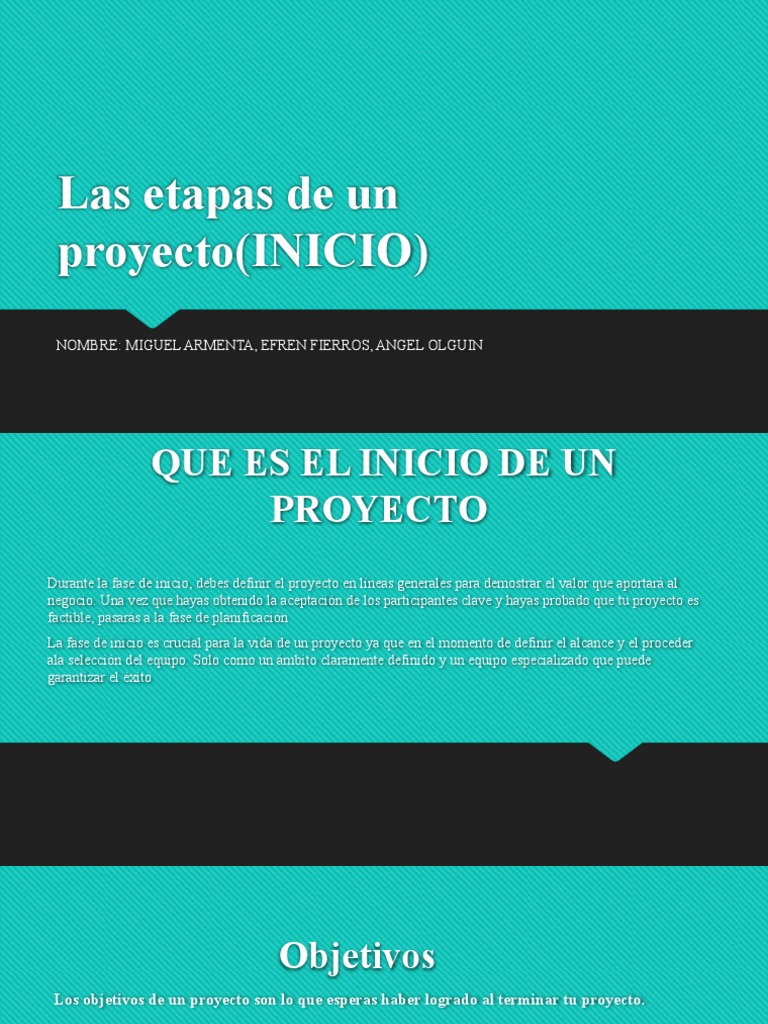 Las Etapas de Un Proyecto (INICIO) | PDF