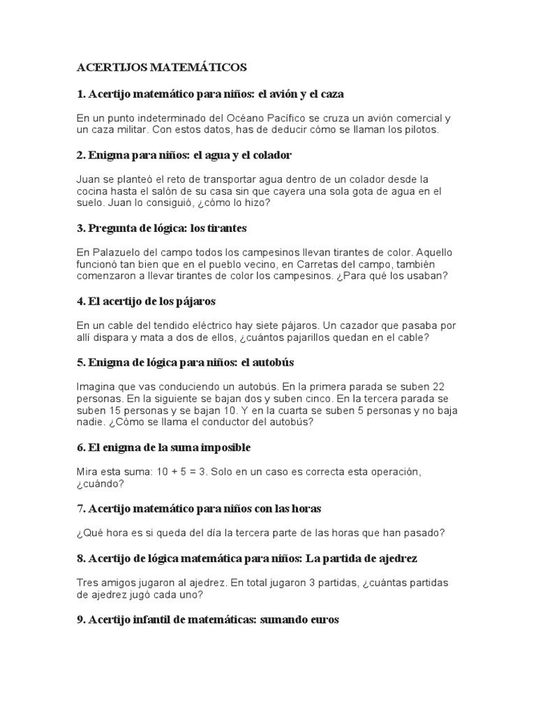 Acertijos Matemáticos para Niños | PDF | Papá Noel | Navidad