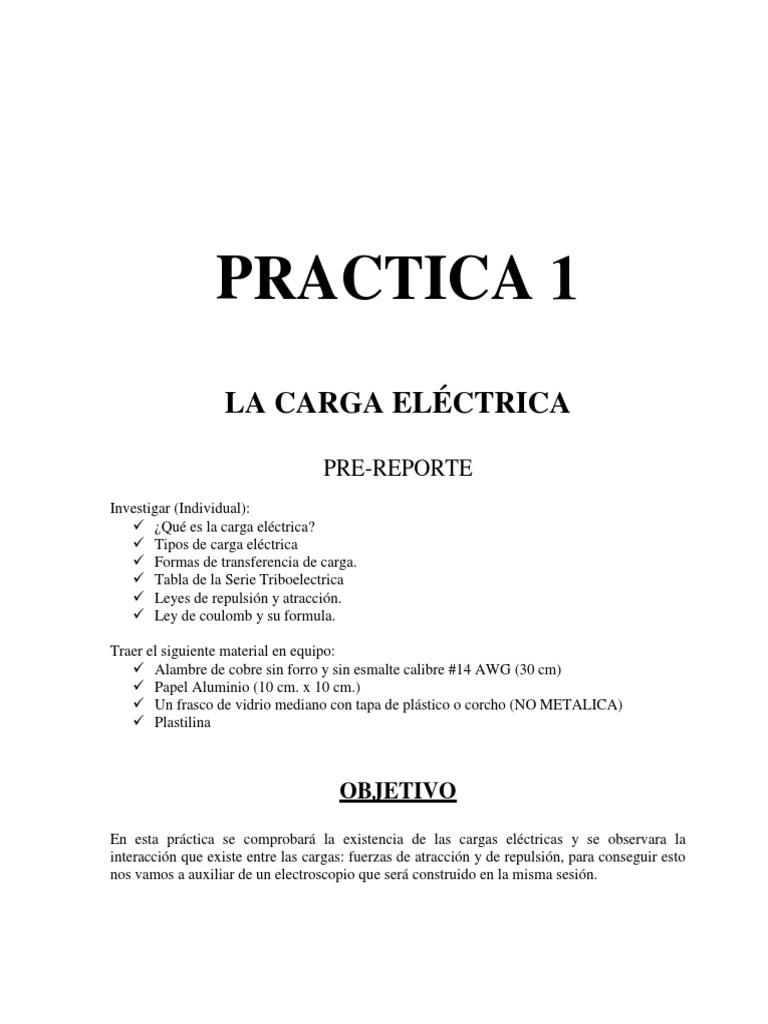 Practica 01 | PDF | Electrón | Carga eléctrica