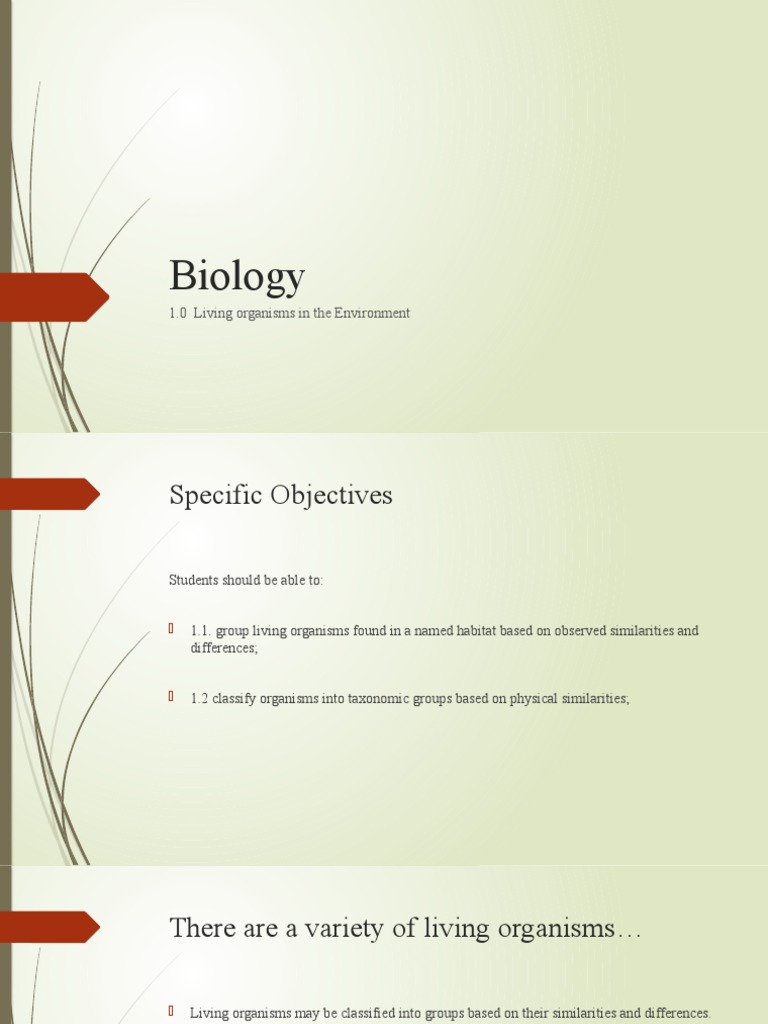 1.1 & 1.2 - Living Things in The Environment - Classification ...