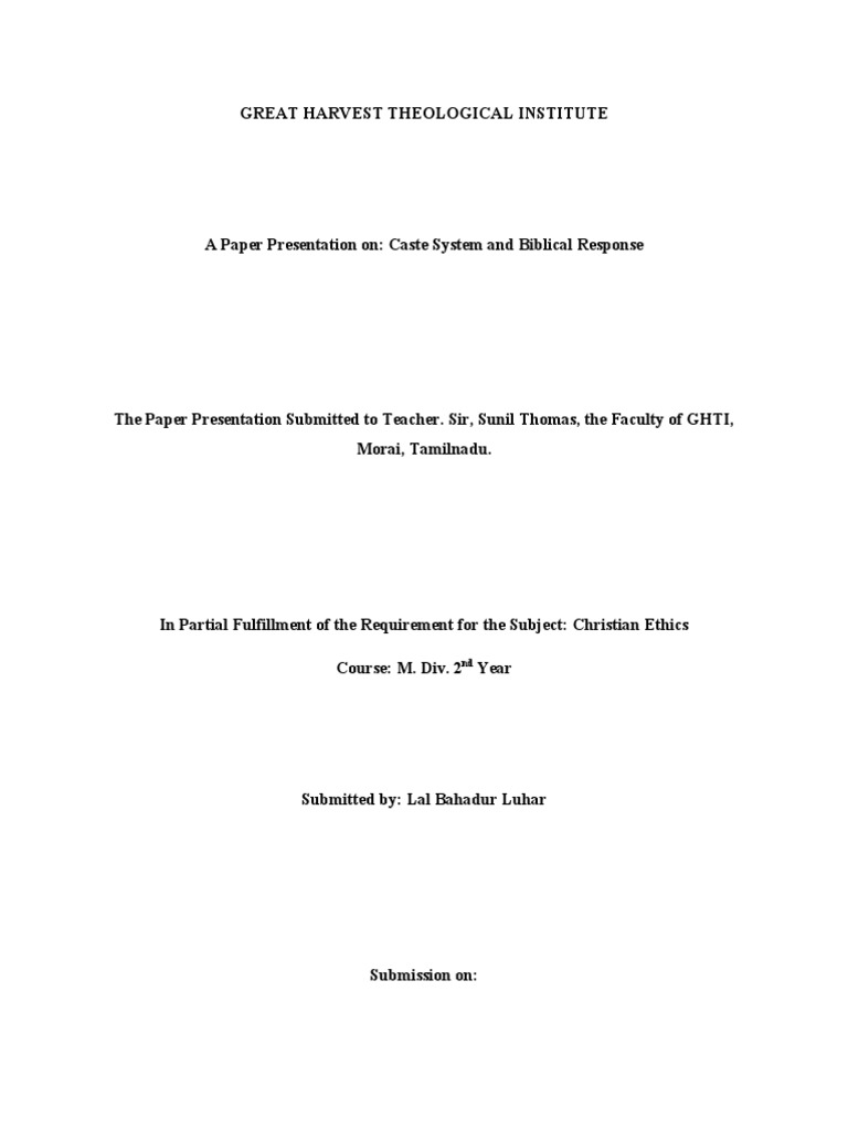 Caste System in Christianity: A Biblical View | PDF | Caste | Dalit