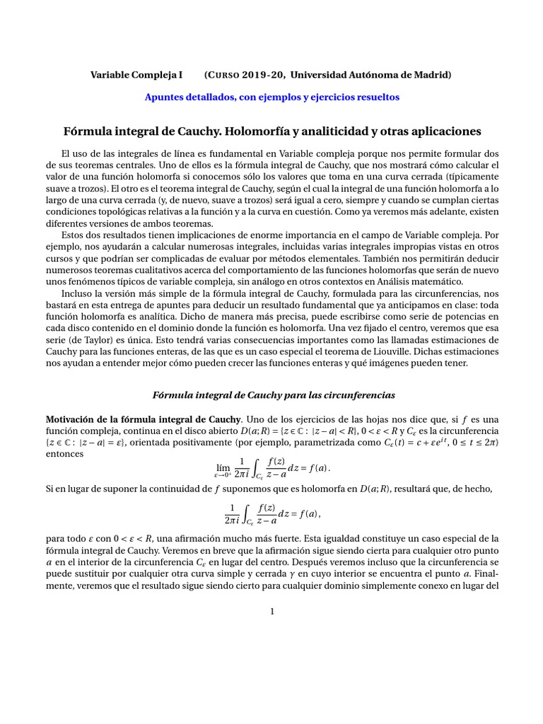 Formula Integral de Cauchy | PDF
