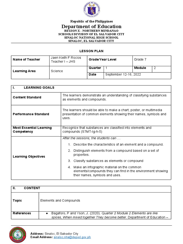 Lesson Plan - W2 Science 7 | PDF | Learning | Lesson Plan
