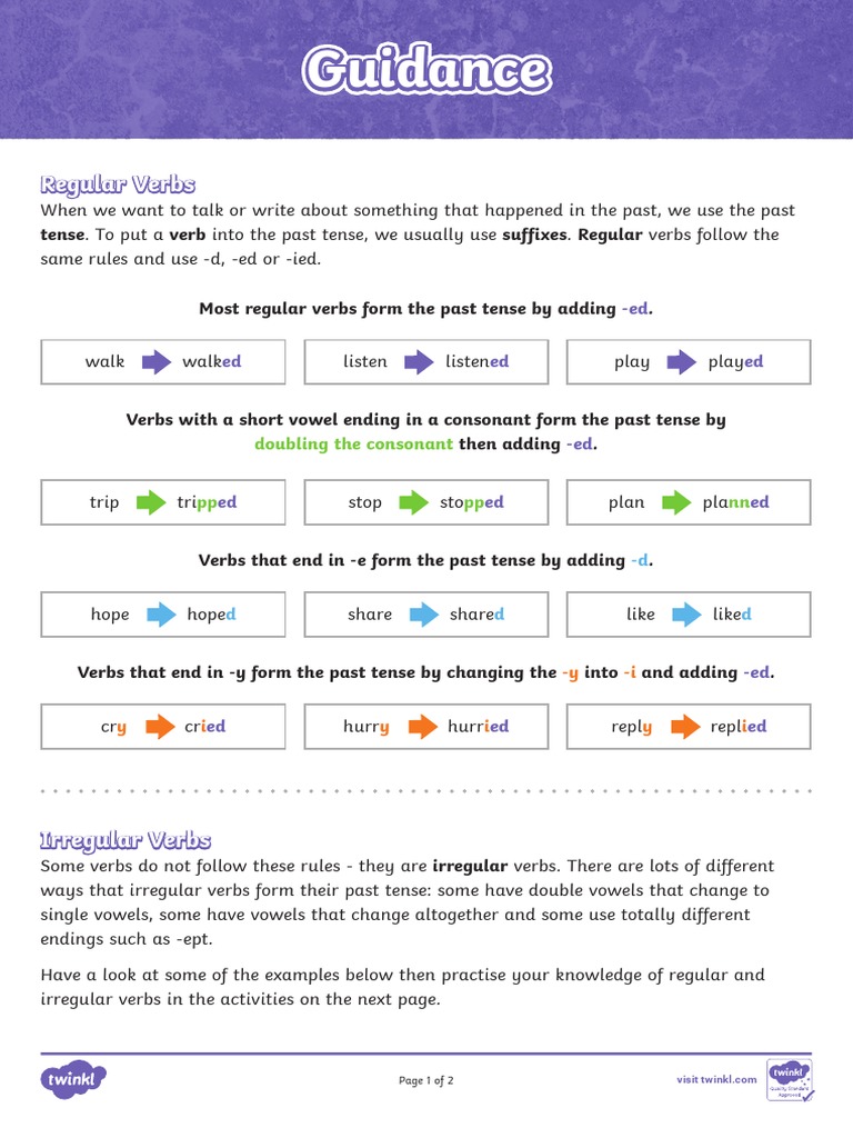 T e 1649759303 ks2 Regular and Irregular Verbs Worksheets - Ver - 1 ...