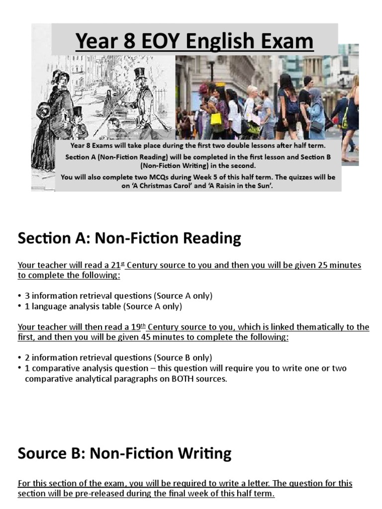 Year 8 EOY English Exam PPT | PDF | Cognition | Learning