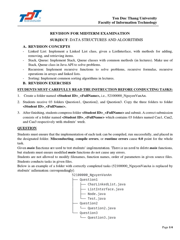 Midterm exam revision for data structures and algorithms | PDF ... Midterm exam revision for data structures and algorithms | PDF ...