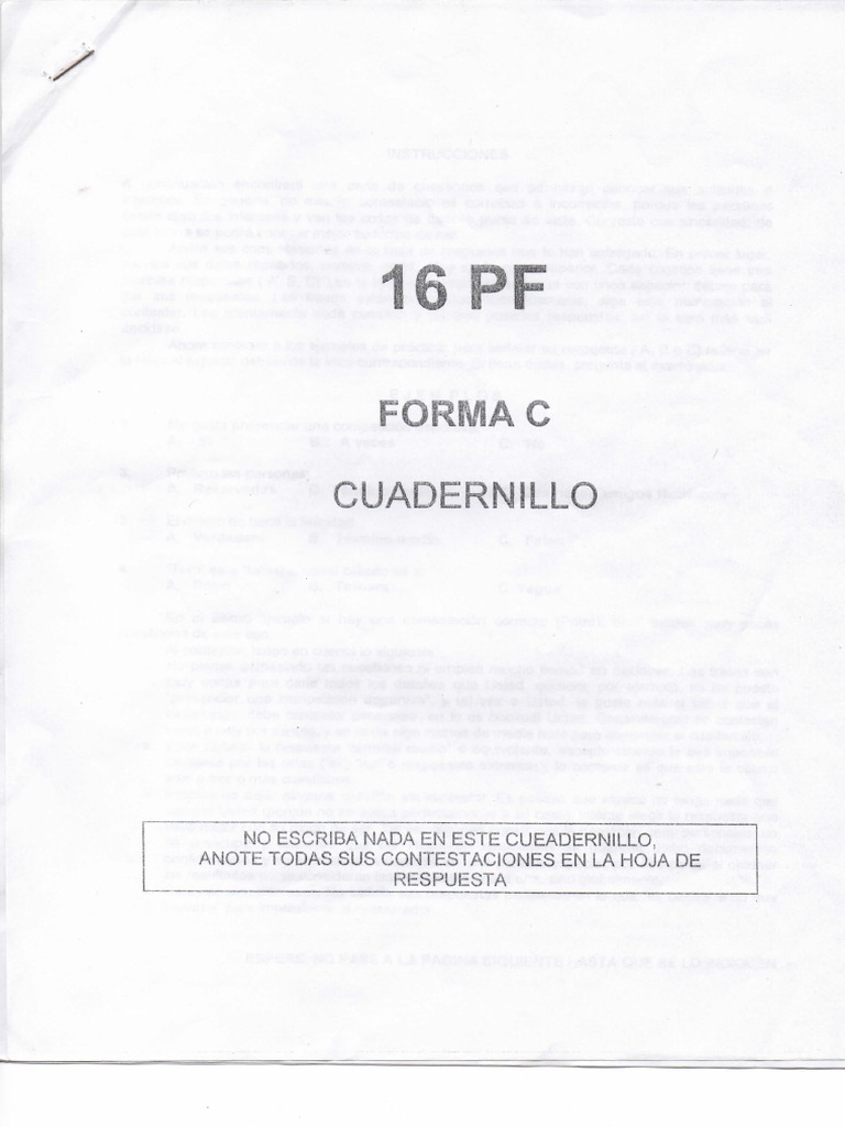 Cuadernillo 16PF-C | PDF