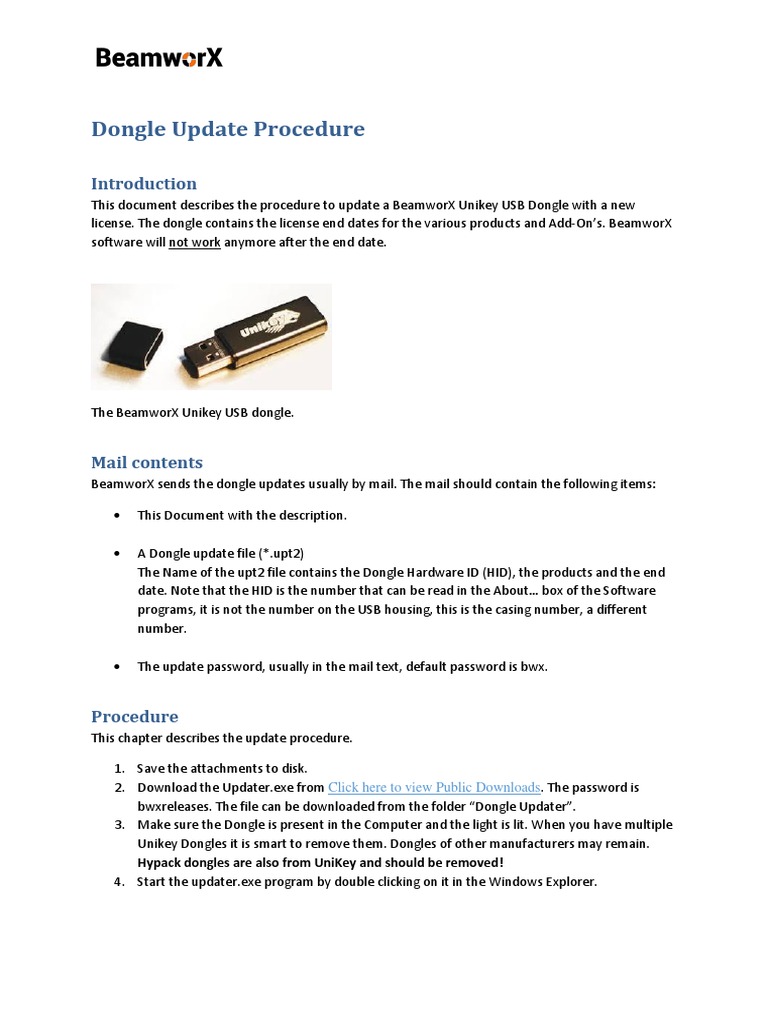 BeamworX Dongle Update Instructions | PDF | Computers