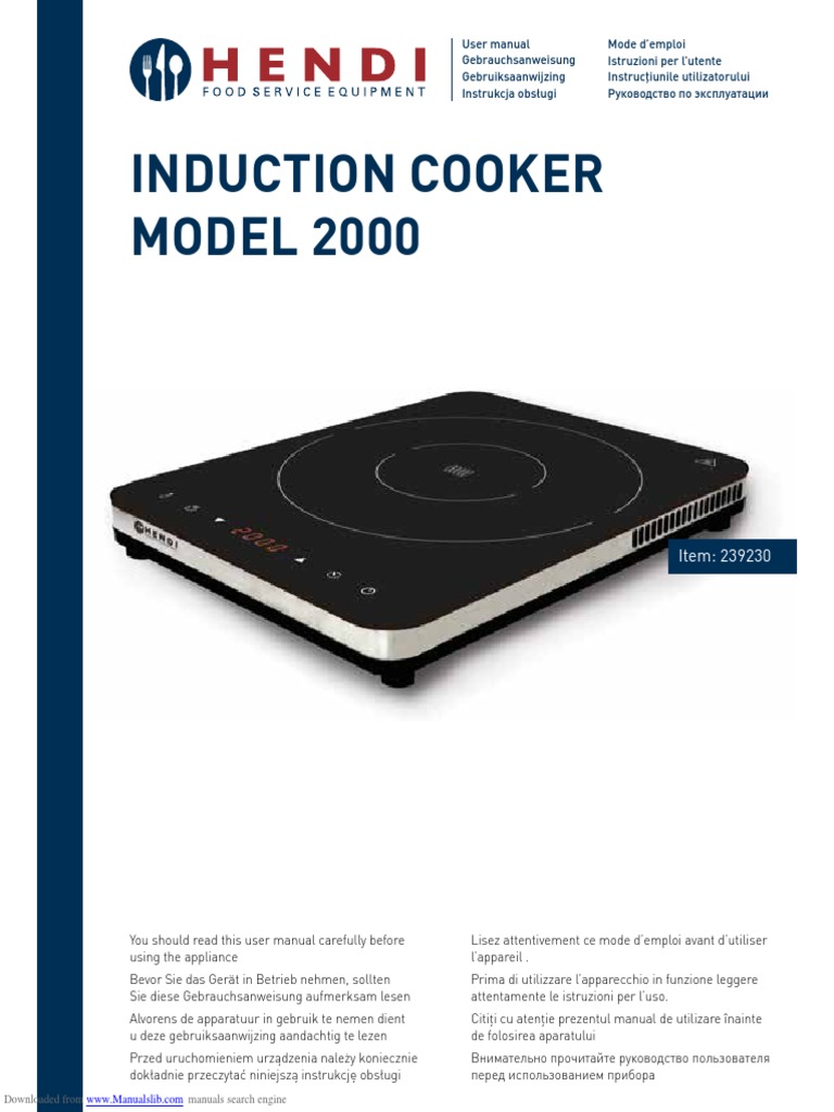 Induction Cooker MODEL 2000 | PDF | Ac Power Plugs And Sockets | Timer