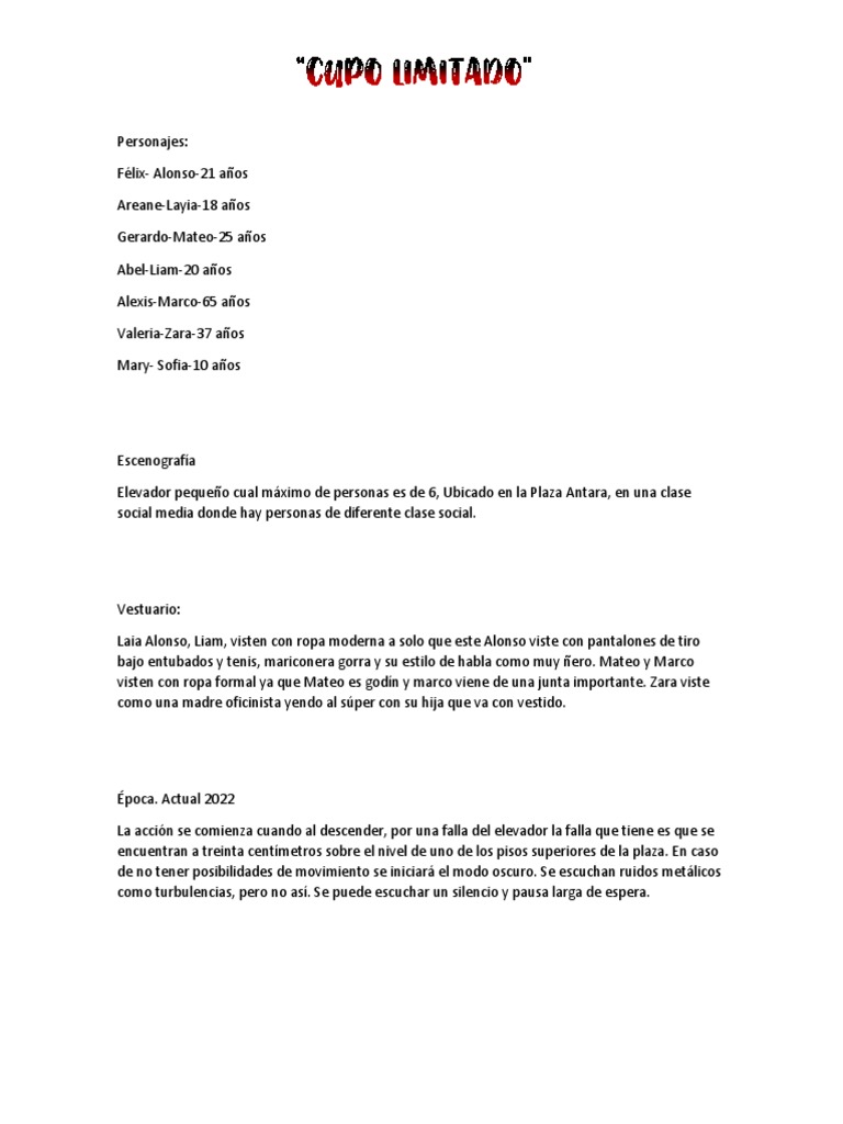 Cupo Limitado Obra | PDF