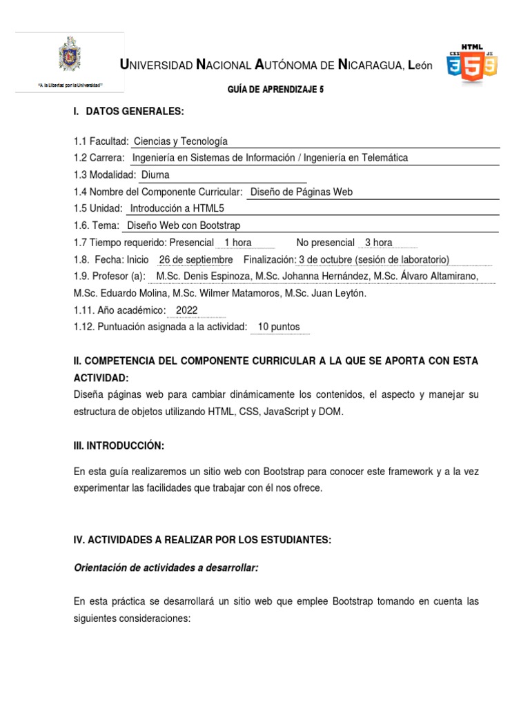 Guia 5. Trabajando Con Bootstrap | PDF | Bootstrap (marco frontal) | Red mundial