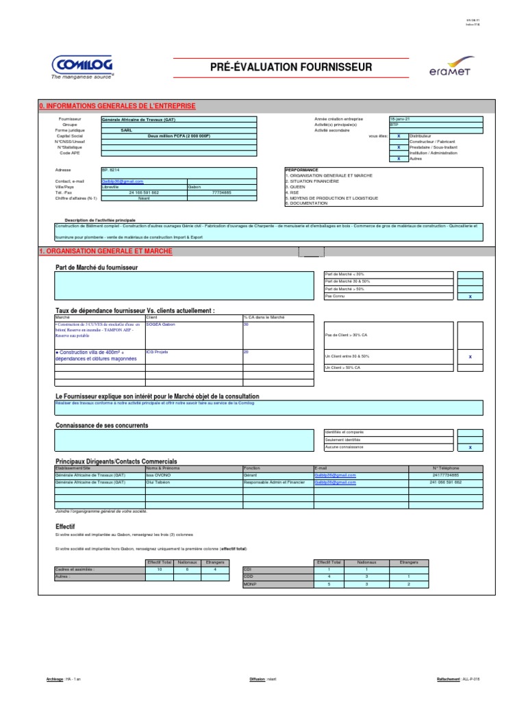 Pré-évaluation des Fournisseurs RSE | PDF | Responsabilité sociétale ...