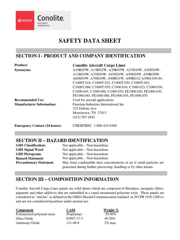 SDS Conolite Aircraft Cargo Liner - 1 | PDF | Water | Firefighter