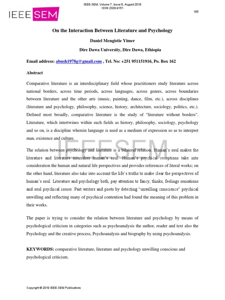 On The Interaction Between Literature and Psychology | PDF | Psychology ...